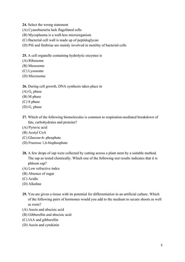 Neet botany question paper | PDF | Chemistry | Science