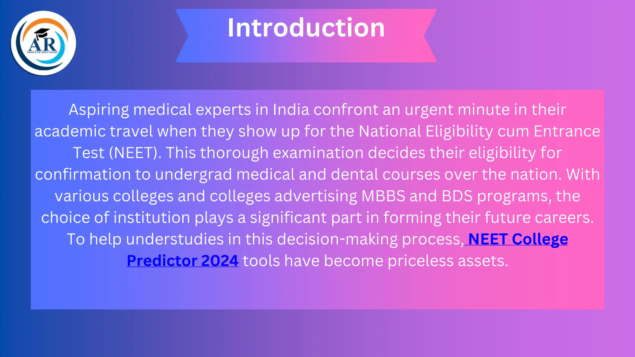 Empower Your Choices: NEET College Predictor 2024 | PPT