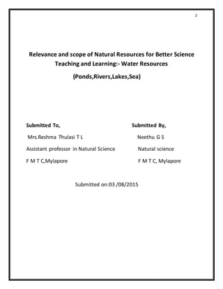 Neethu | DOCX | Geography | Science