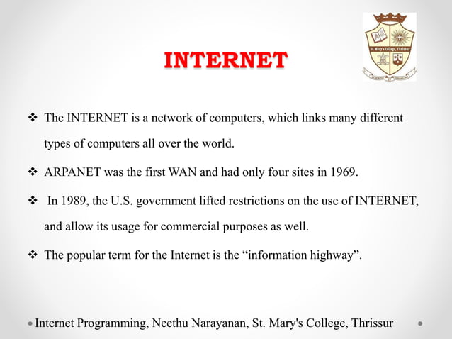 Neethu Narayanan -WEB PROGRAMMING | PPT