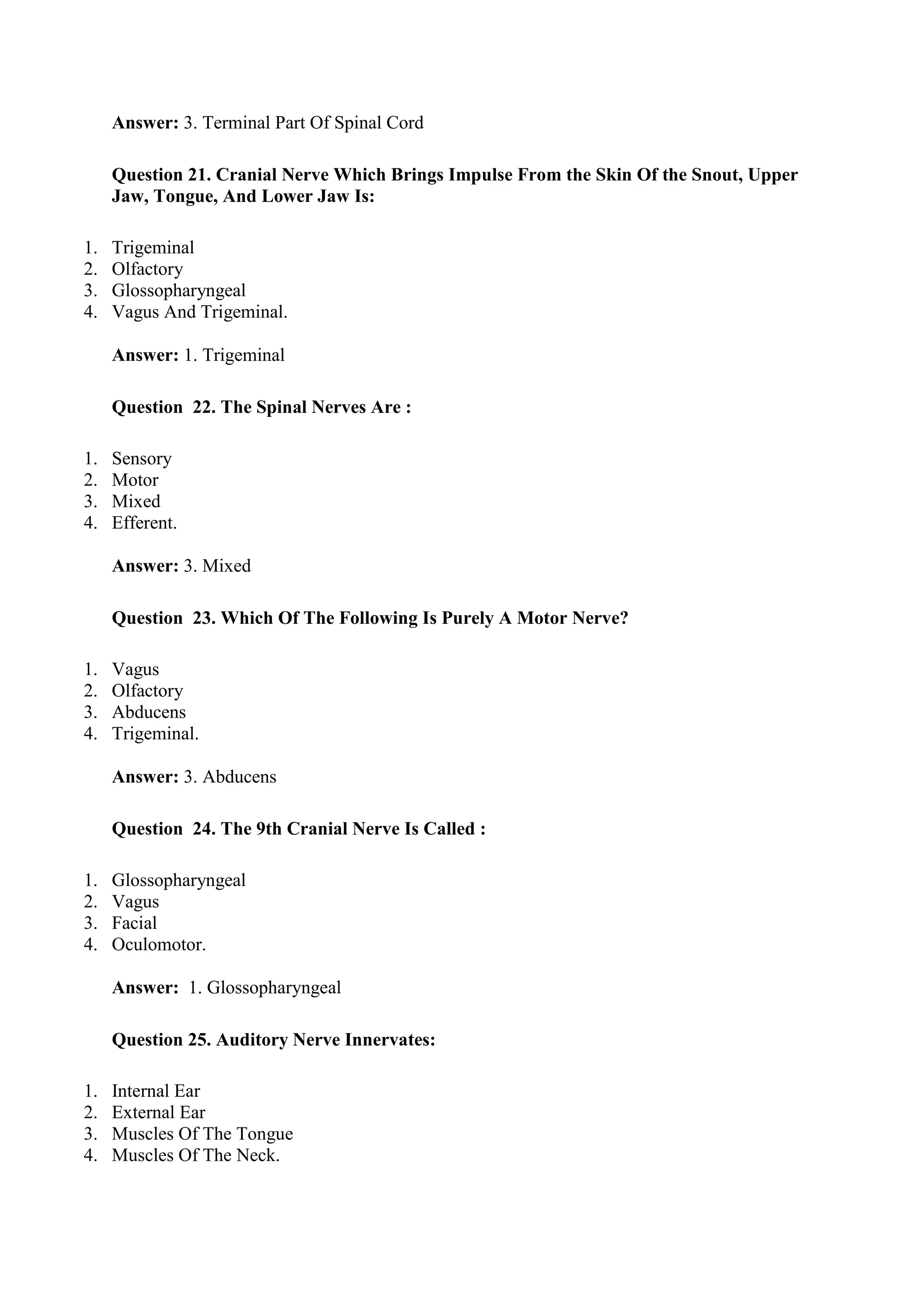 NEET MCQs On Nervous System.Impulses Leave A Neuron | DOCX