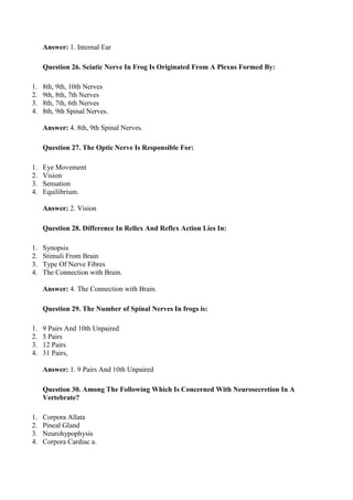 NEET MCQs On Nervous System.Impulses Leave A Neuron | DOCX
