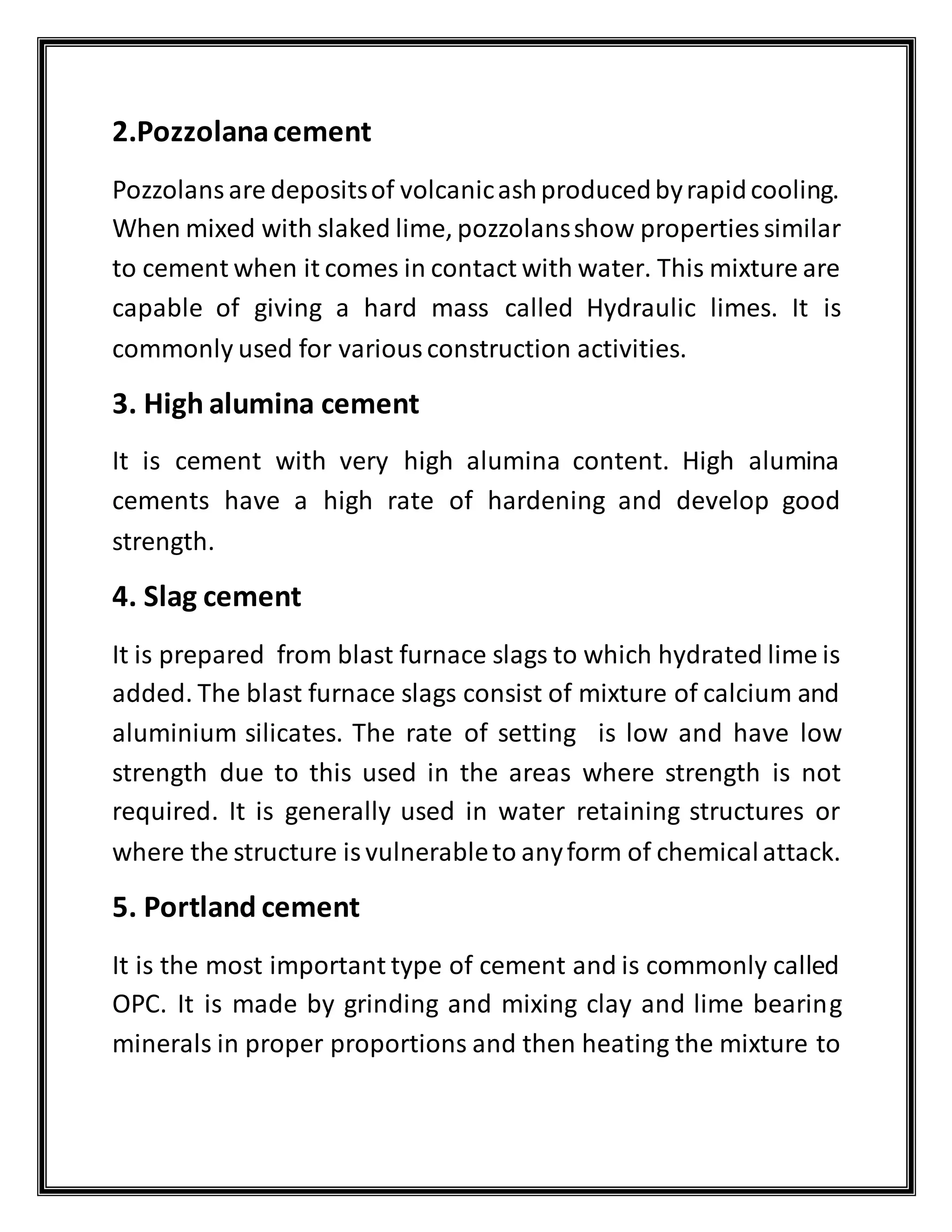 Cement | DOCX | Chemistry | Science