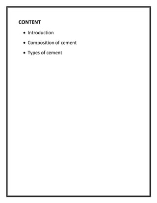 Cement | DOCX | Chemistry | Science