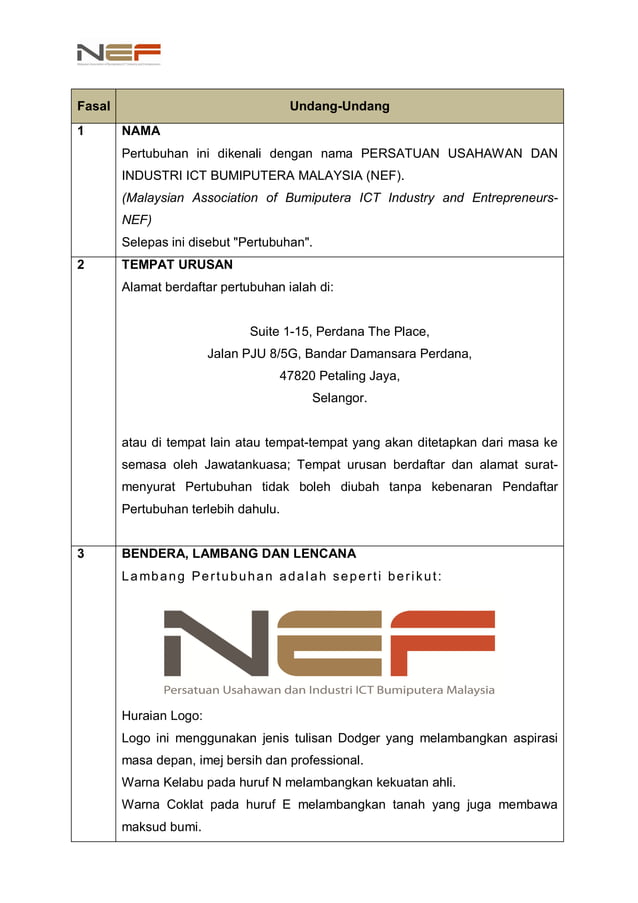 NEF Constitution 2nd Revision | PDF