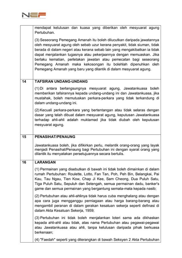 NEF Constitution 2nd Revision | PDF