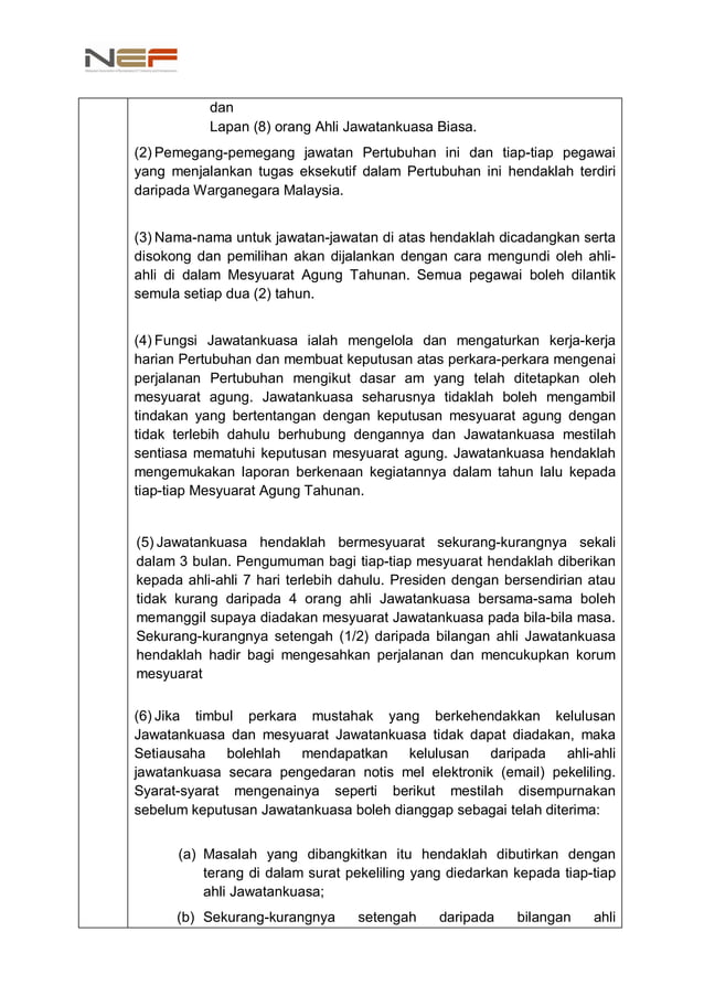 NEF Constitution 2nd Revision | PDF