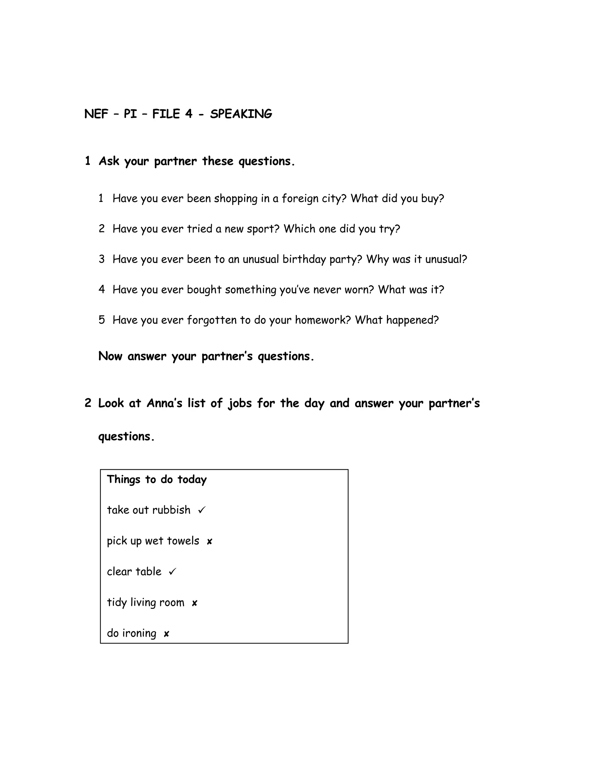 NEF – PI – FILE 4 - SPEAKING | PDF