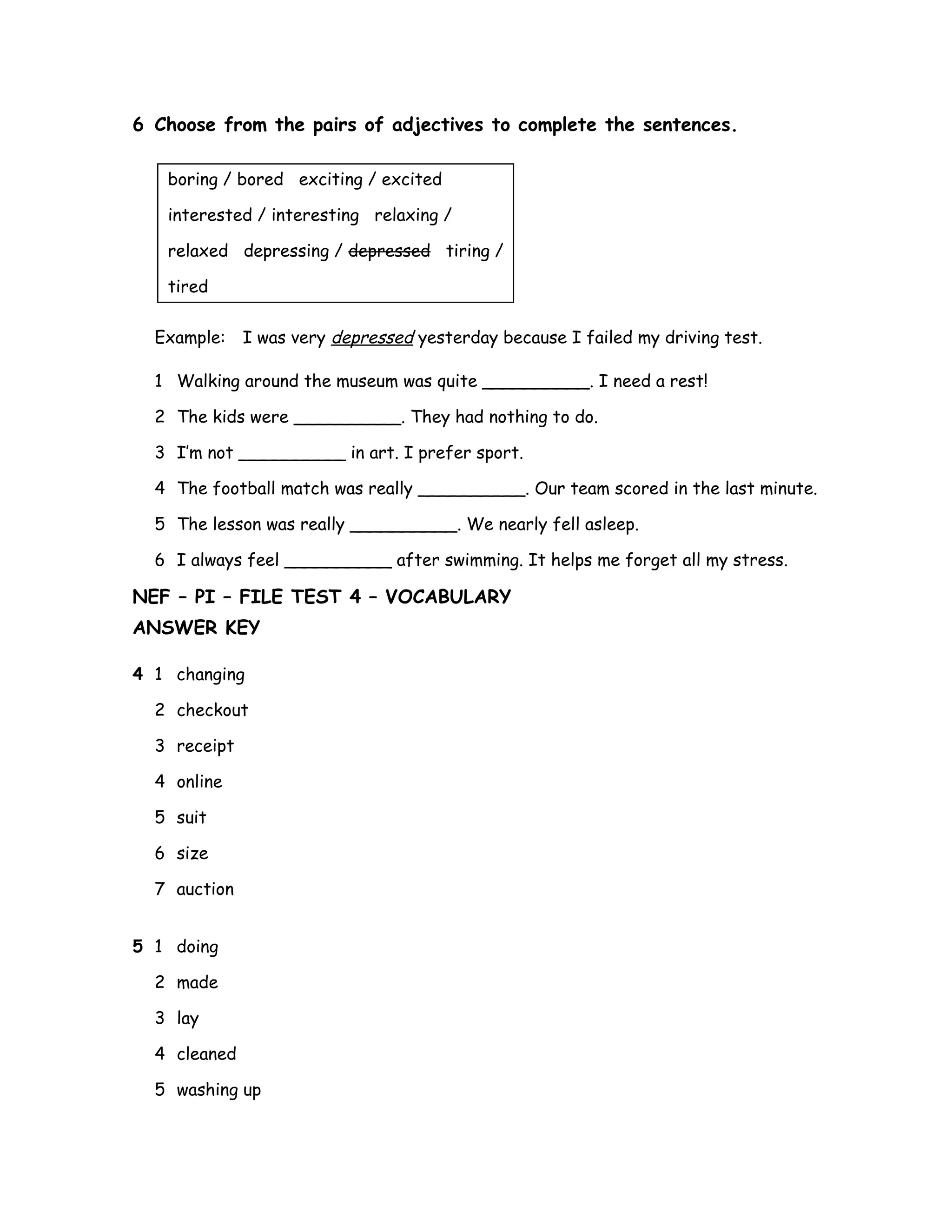 NEF – PI – FILE TEST 4 - VOCABULARY | DOC