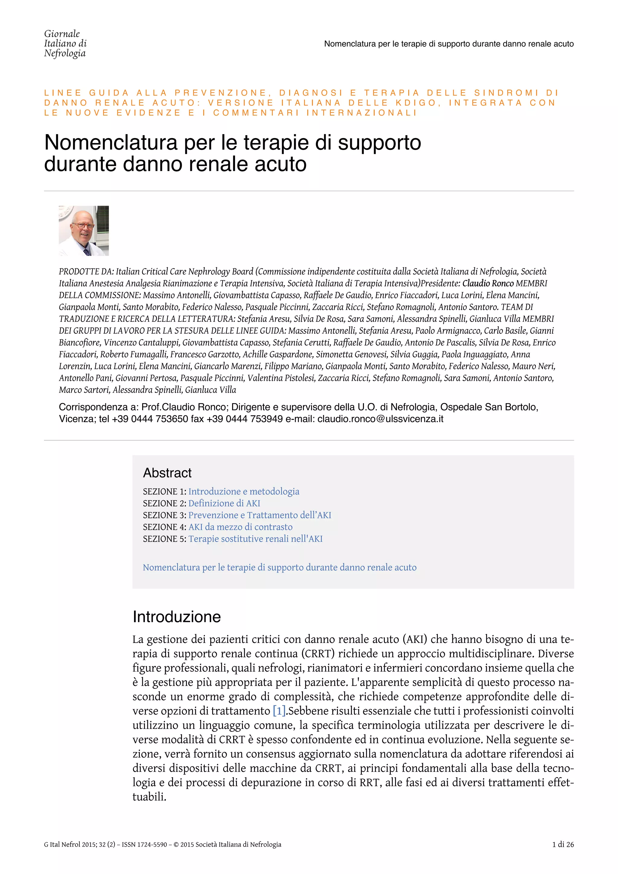 Nomenclatura per le terapie di supporto durante danno renale acuto | PDF