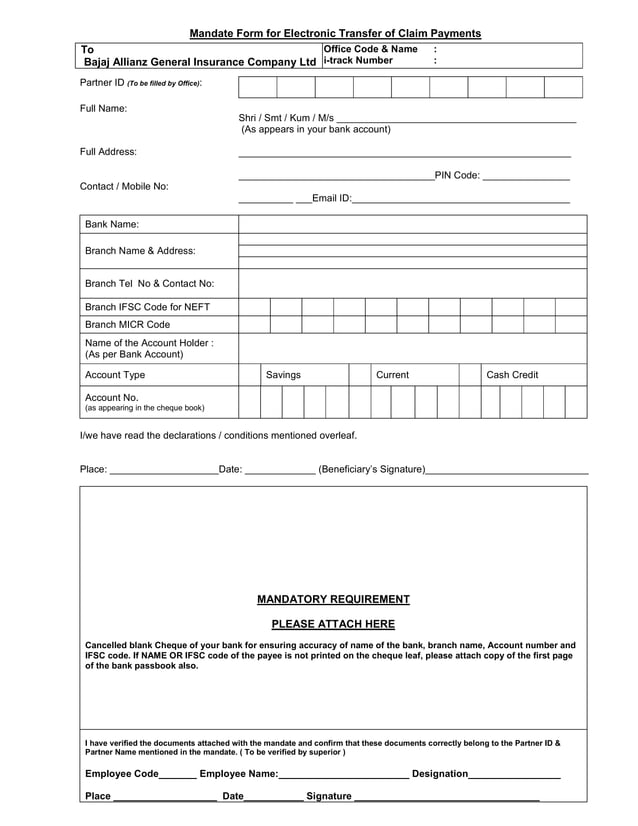 Neft mandateform | PDF | Credit Cards | Personal Debt