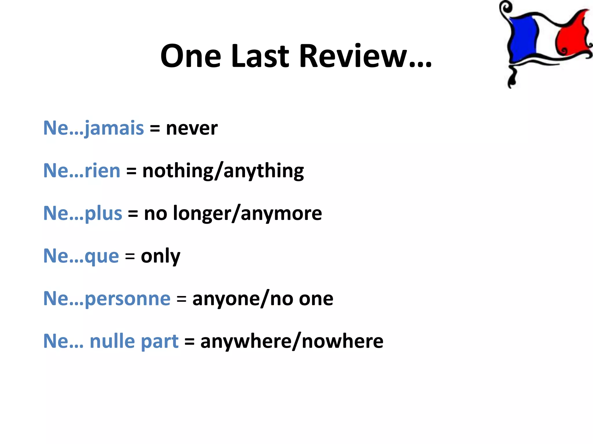 Negation Expressions in French | PPTX