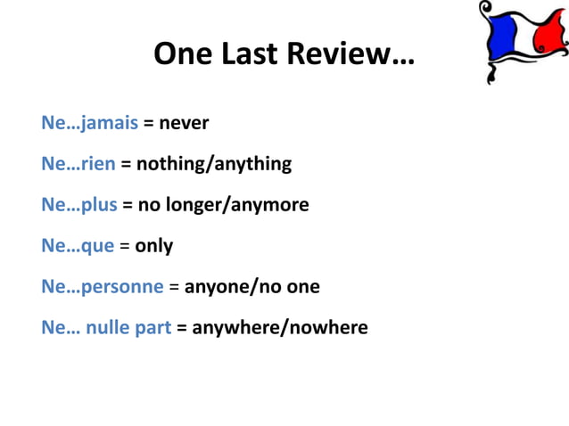 Negation Expressions in French | PPTX