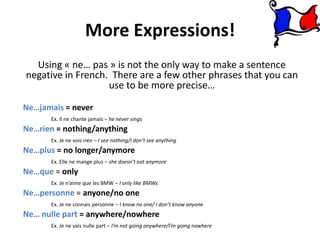 Negation Expressions in French | PPTX