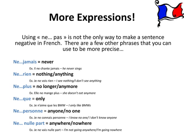Negation Expressions in French | PPTX