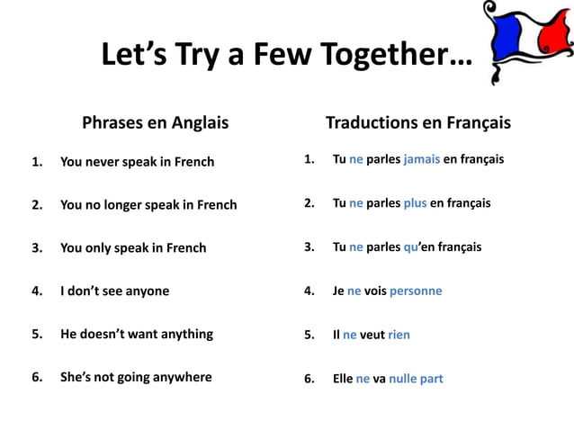 Negation Expressions in French | PPTX
