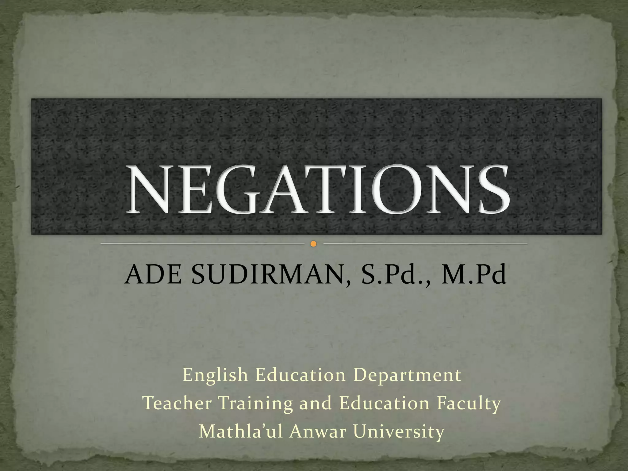 Negations (Morphology) | PPT