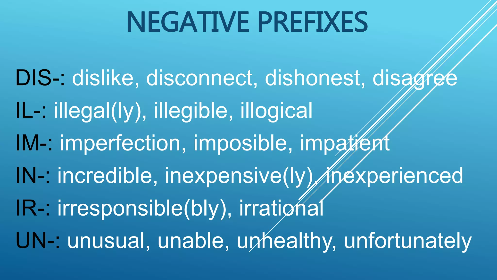 Negative prefixes | PPTX