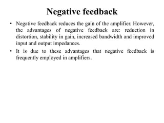 Negative amplifiers and its types Positive feedback and Negative ...