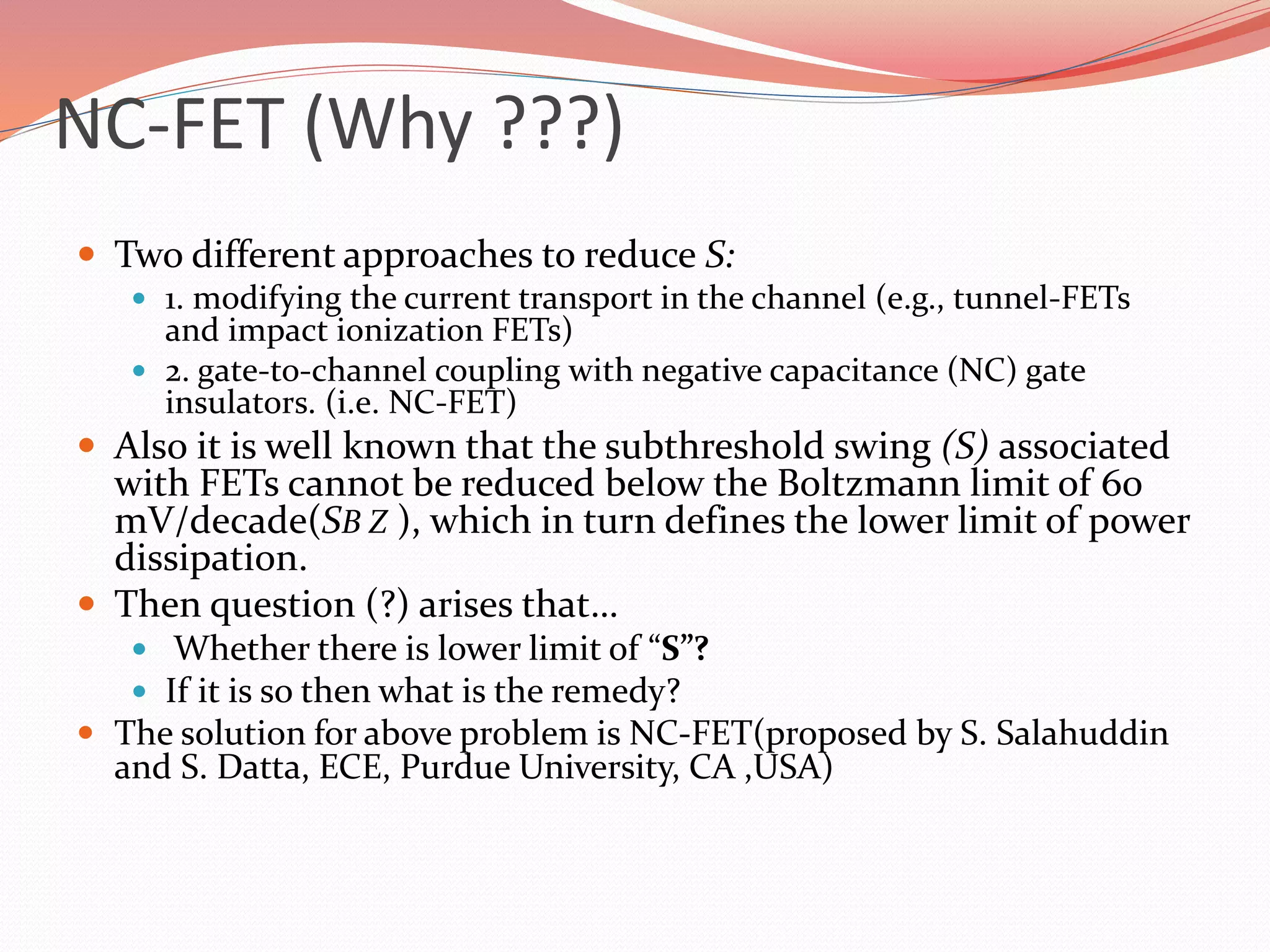Negative Capacitance FET | PPTX