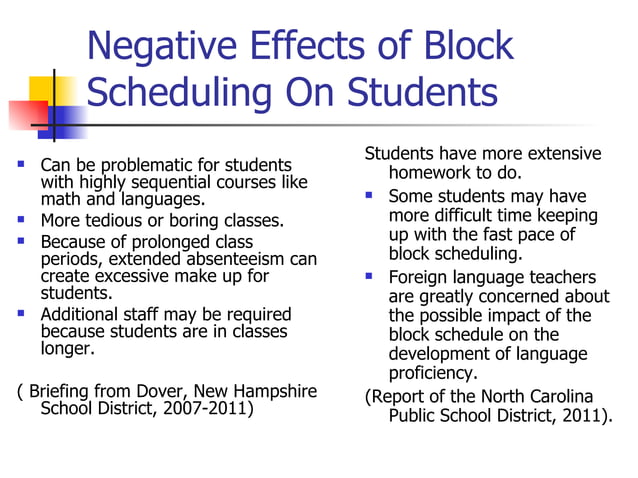 Negative Effects Of Block Scheduling | PPT