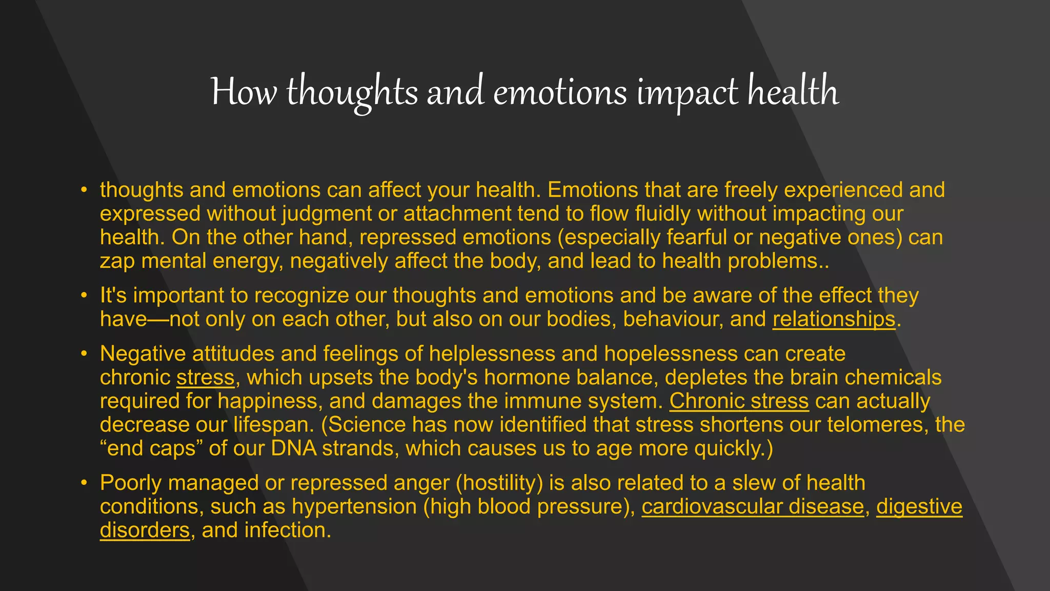 Negative emotions and health. | PPTX