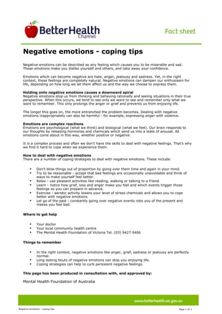 Negative emotions coping_tips | PDF