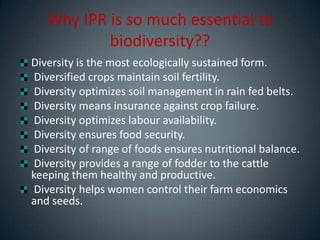 Negative impact of ipr on biodiversity | PPT