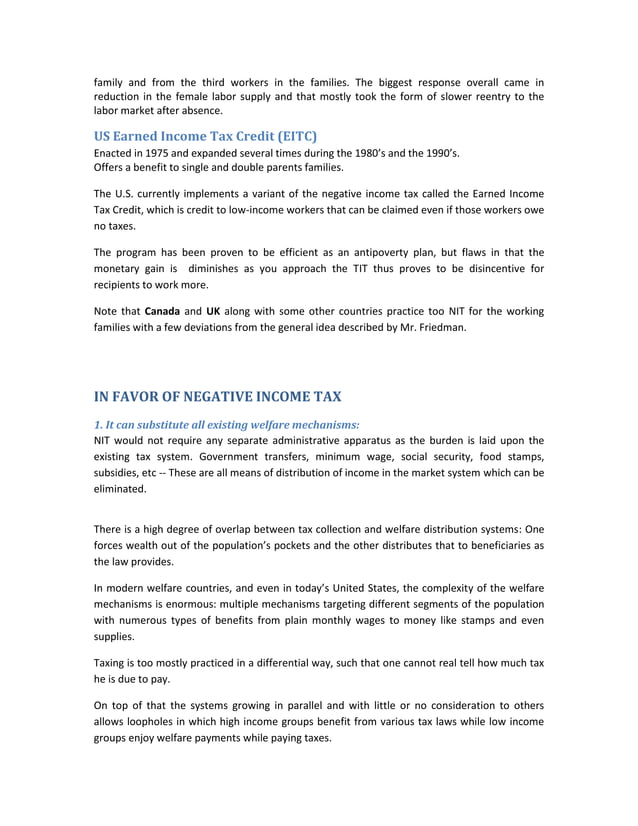 Minimum Wage and Negative Income Tax as Means of Poverty Alleviation | PDF