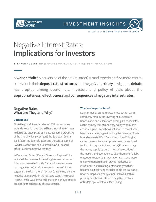 Negative interest rates | PDF