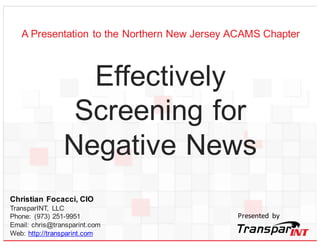 Effective Negative News Screening | PPTX