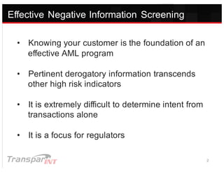 Effective Negative News Screening | PPTX