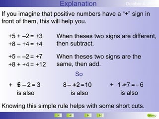 Negative numbers adding and subtracting | PPT