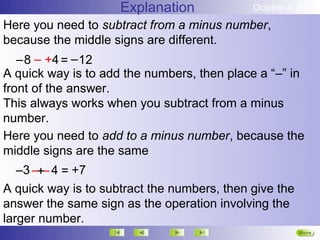 Negative numbers adding and subtracting | PPT