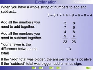 Negative numbers adding and subtracting | PPT