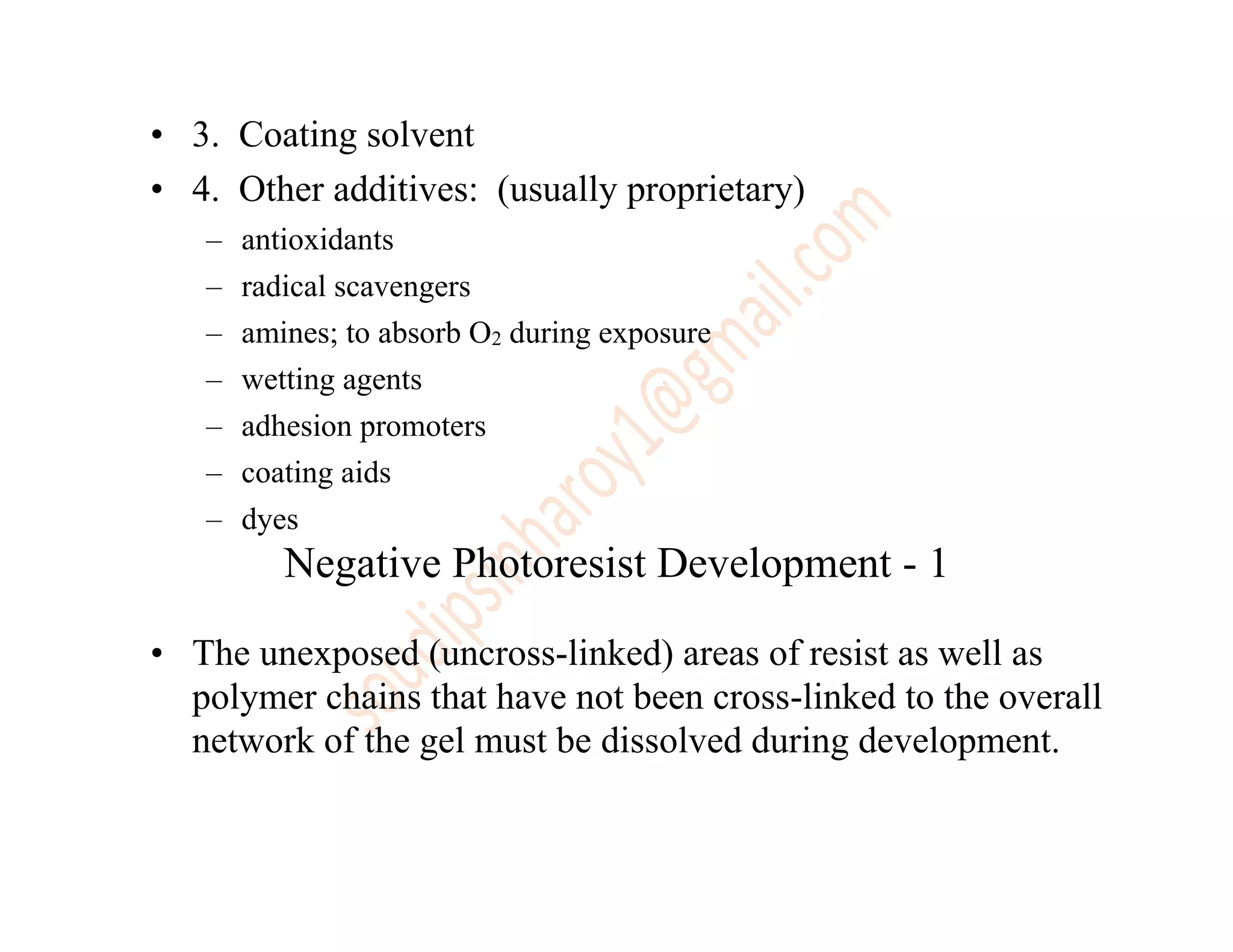 Negative Photoresists in photolithography | PDF