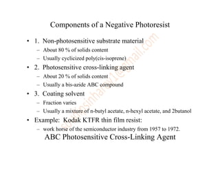 Negative Photoresists in photolithography | PDF