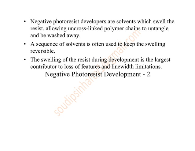 Negative Photoresists in photolithography | PDF