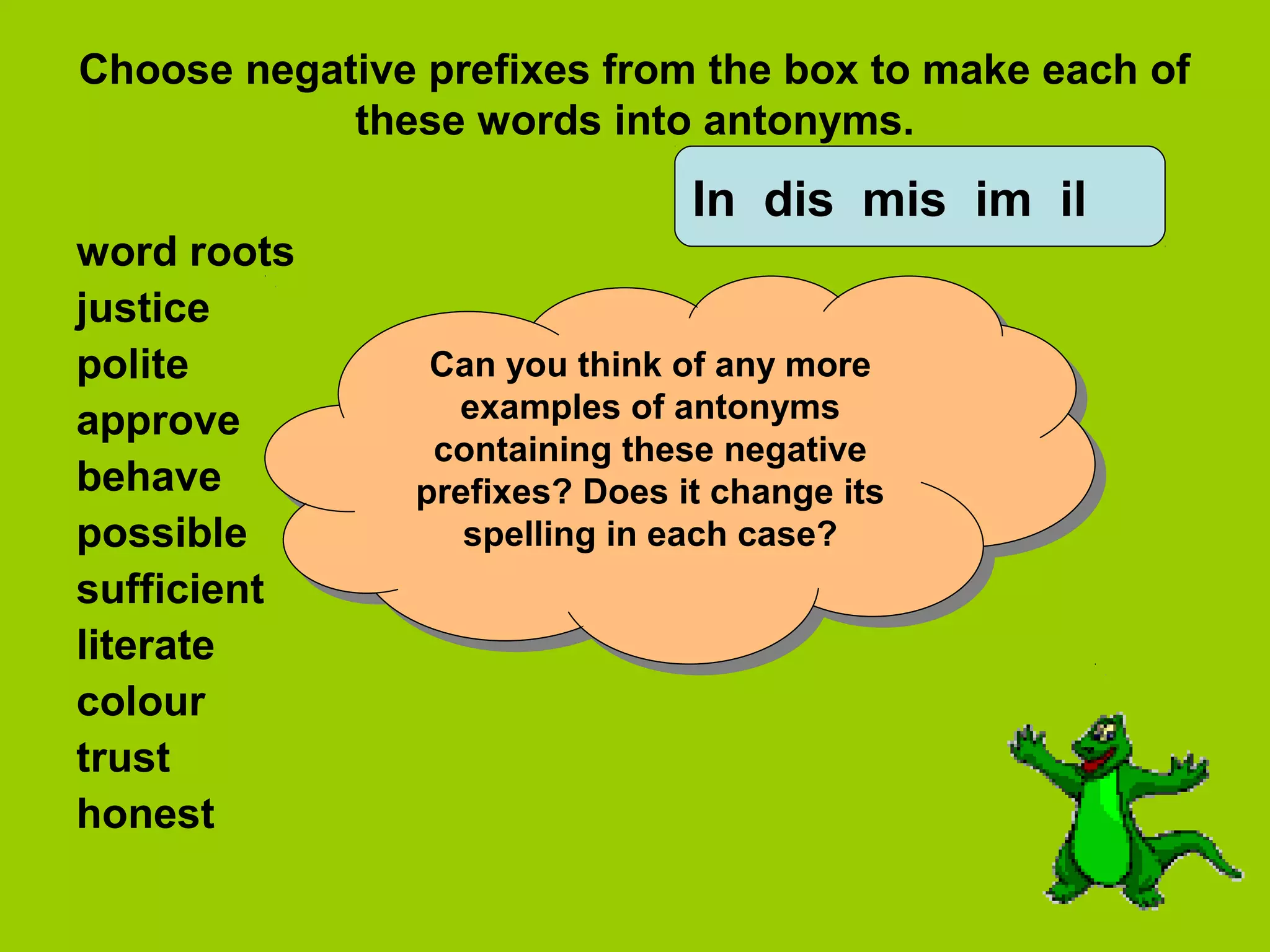 Negative prefixes antonyms | PPT