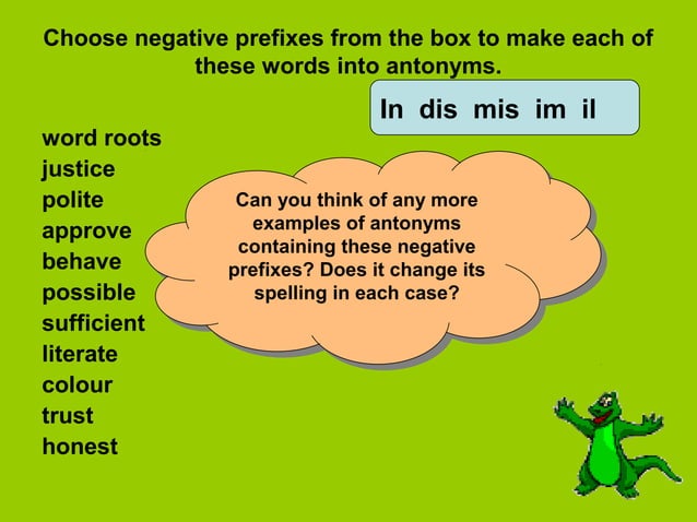 Negative prefixes antonyms | PPT