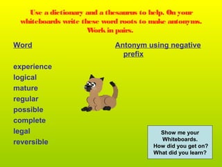 Negative prefixes antonyms | PPT