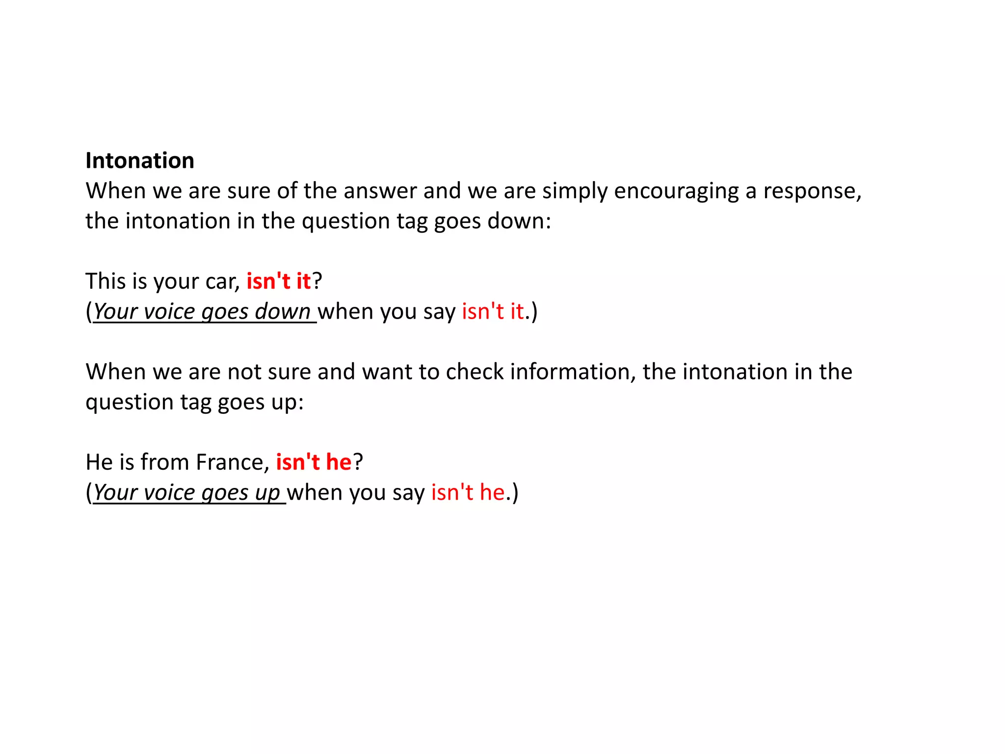 Negative Questions & Tag Questions | PPTX
