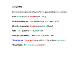 Negative Questions & Tag Questions | PPTX