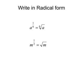 Negative Rational Exponent in Radical Expressions | PPT