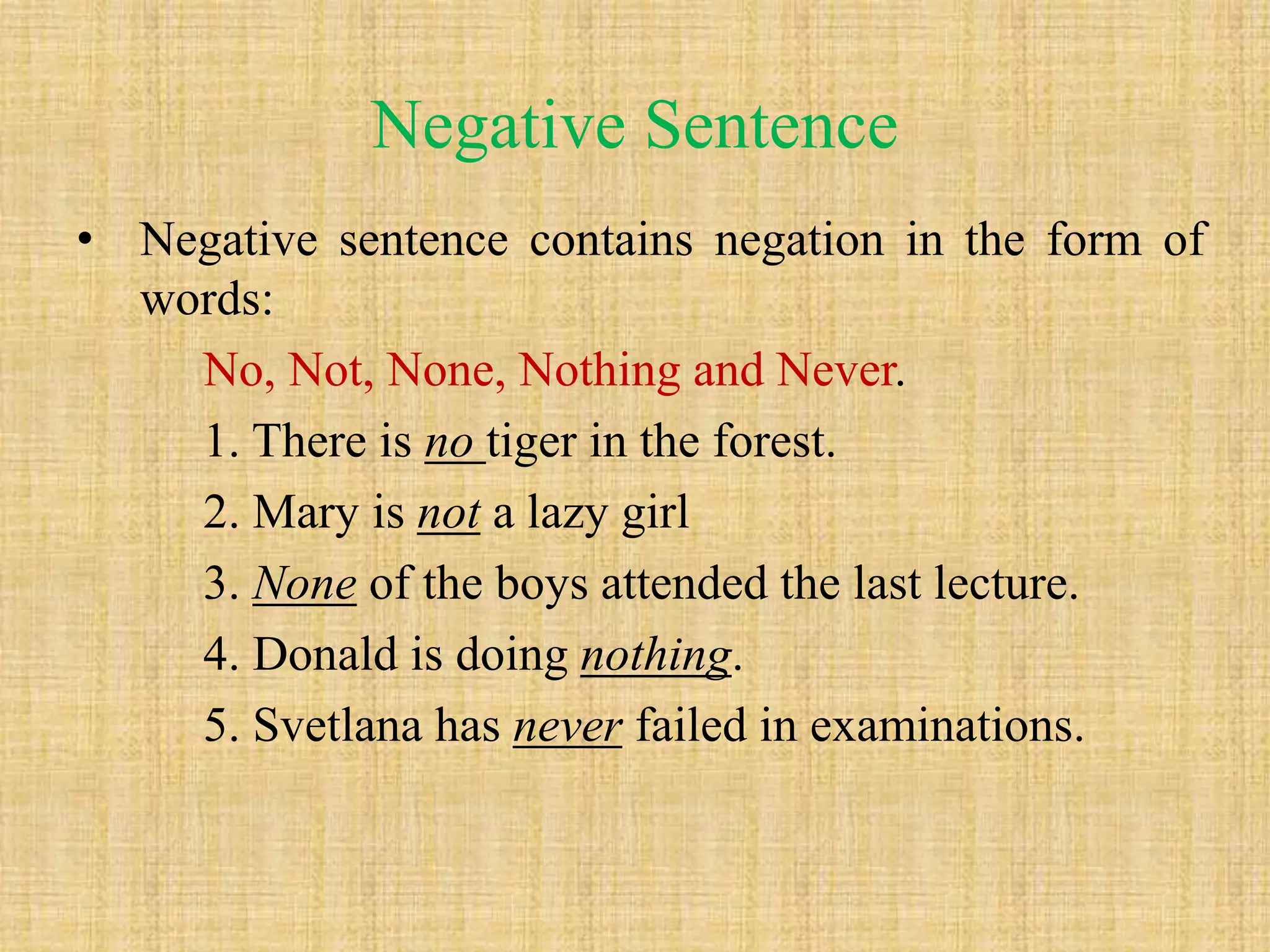 Negative sentence | PPTX