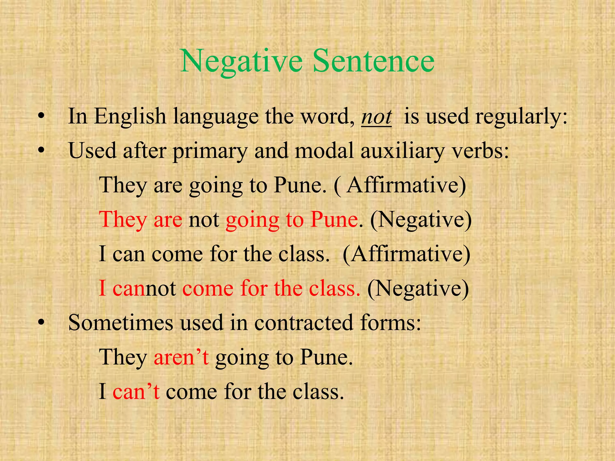 Negative sentence | PPTX