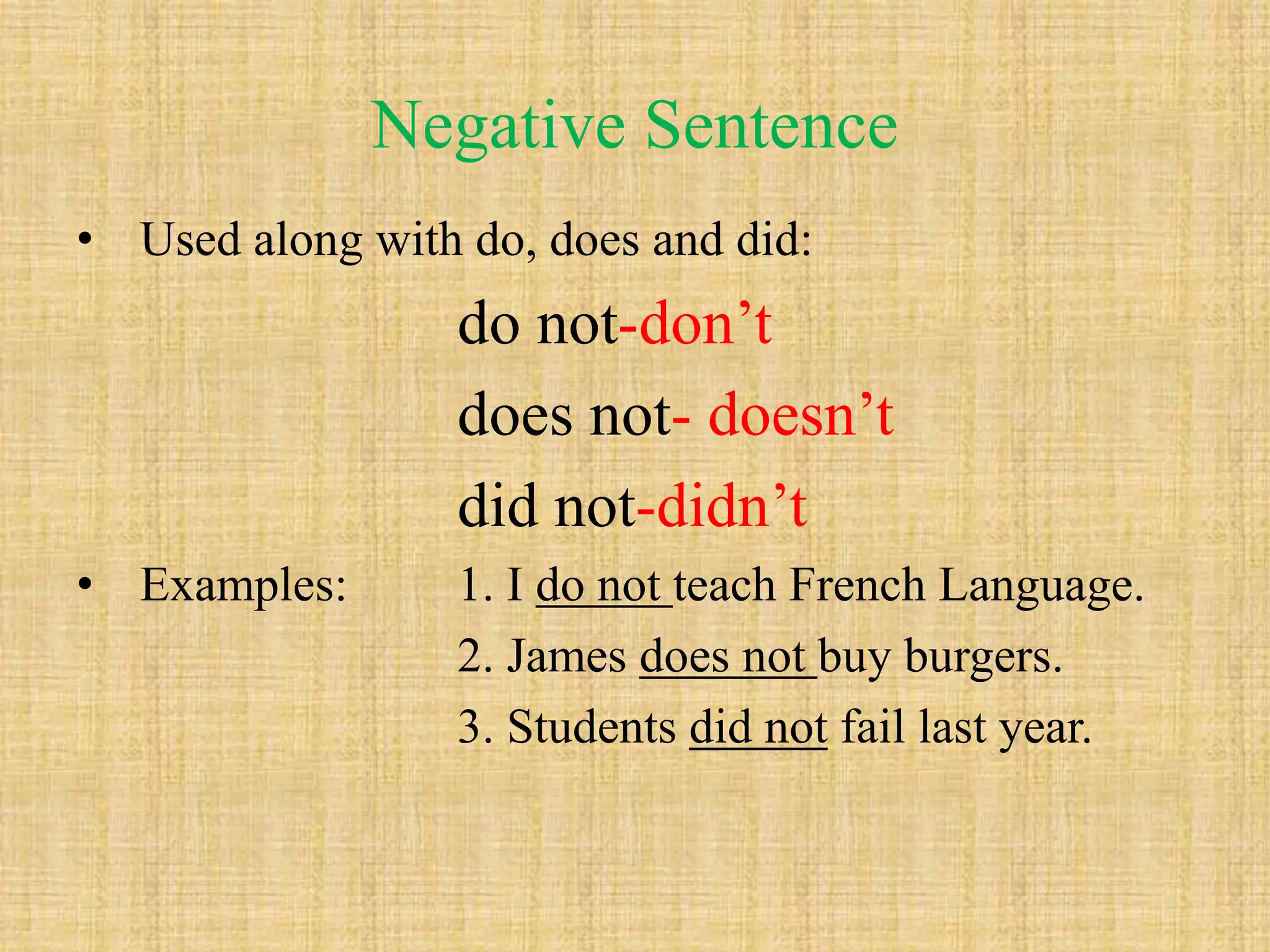 Negative sentence | PPTX