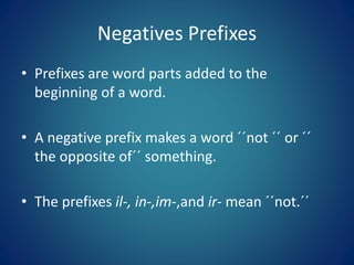 Negatives prefixes 20 | PPT