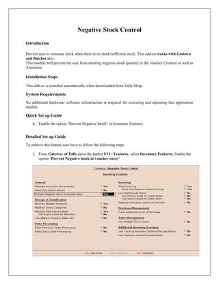 Negative stock control | PDF