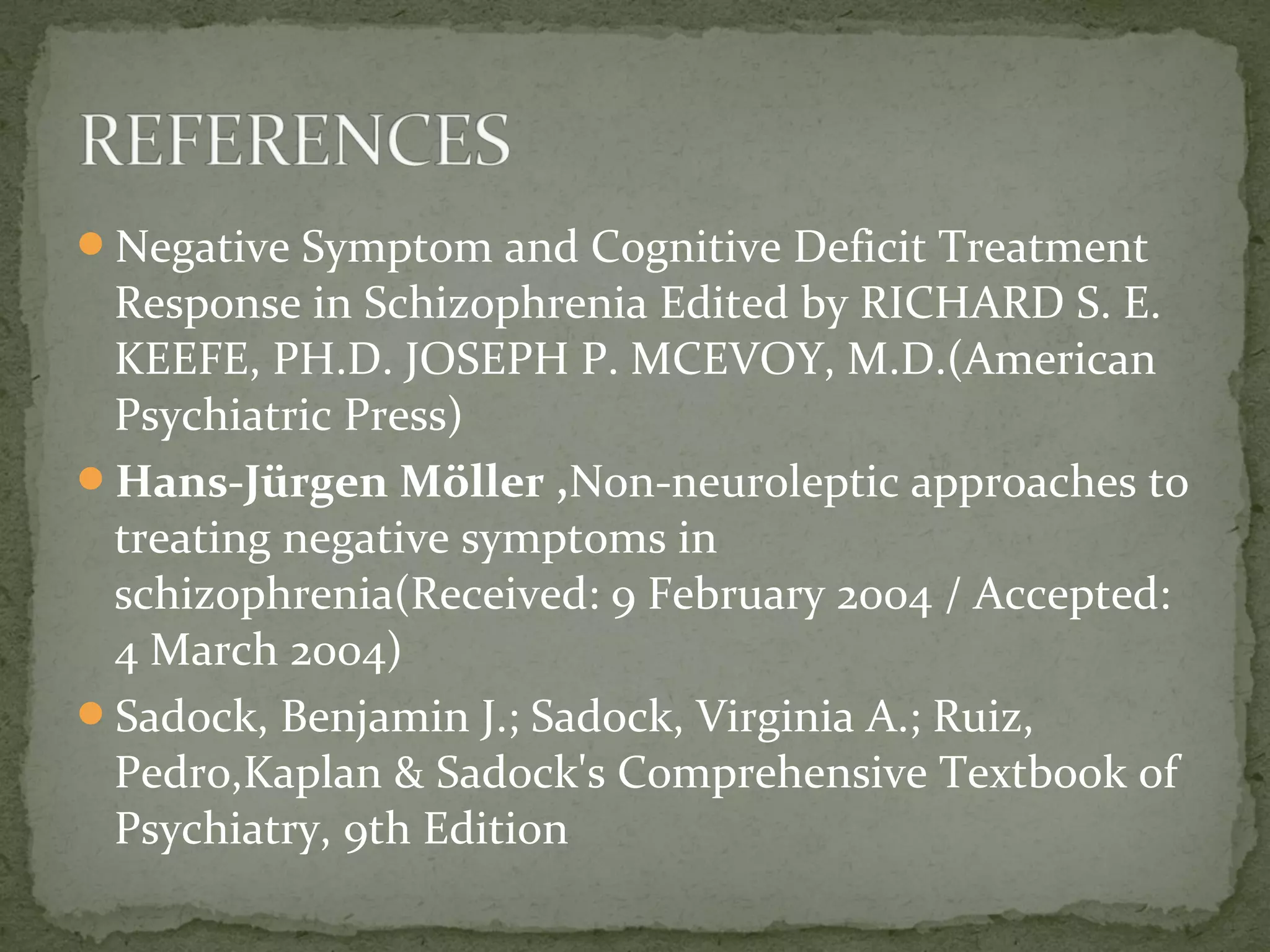 Negative symptoms of Schizophrenia | PPT